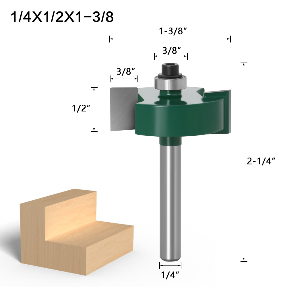 1/4" Rabbet Router Bit with 6 Bearings Set Multiple Depths Heat ...